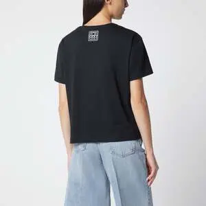 TOTEME Organic Cotton Jersey T-shirt With Embroidered Monogram - Black