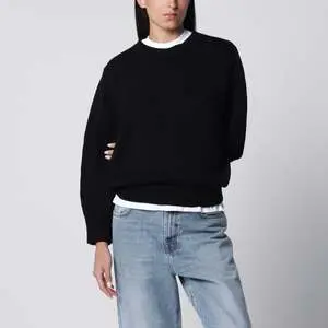 TOTEME Oversized Crewneck Sweater In Cotton - Black