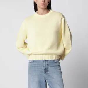 TOTEME Oversized Crewneck Sweater In Cream Cotton - Yellow