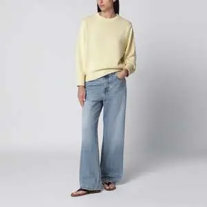 TOTEME Oversized Crewneck Sweater In Cream Cotton - Yellow