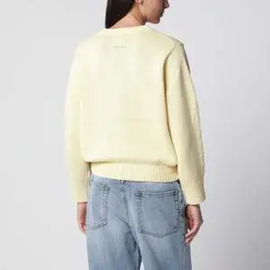 TOTEME Oversized Crewneck Sweater In Cream Cotton - Yellow