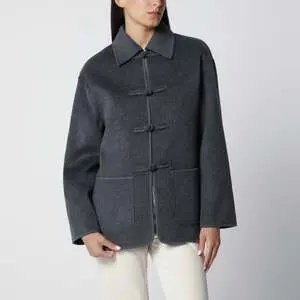 RÓHE Dark Mélange Double-faced Wool Jacket With Pankou Closure - Grey