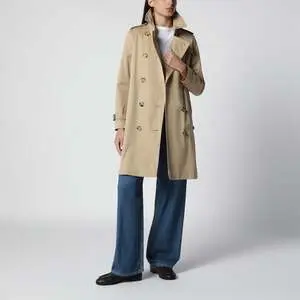 Burberry Double-breasted Kensington Cotton Trench Coat - Beige