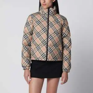 Burberry Down Jacket With Signature Check Pattern