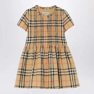 Burberry Check Cotton Dress - Beige