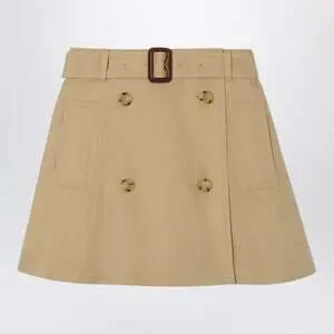 Burberry Cotton Twill Trench Skirt In Sand
