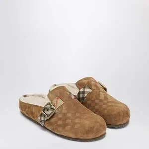 Burberry Urchin Clog In Shearling Check Jute