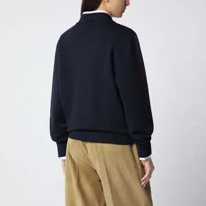 RÓHE Merino Wool Long Sleeve Polo - Blue