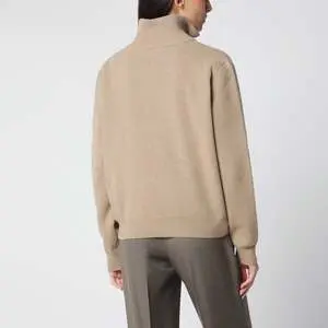 RÓHE Camel Mouline Knit Zip Polo Shirt