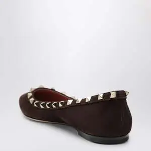Valentino Garavani Suede Rockstud Ballet Flats - Brown