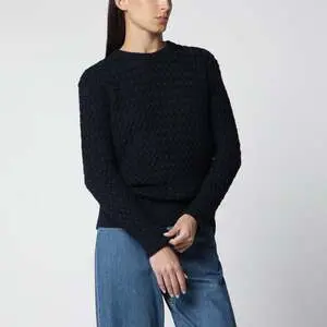 Bottega Veneta Midnight Intrecciato Wool Sweater - Blue