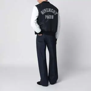 Givenchy Navy/white Satin Varsity Jacket - Multicolor