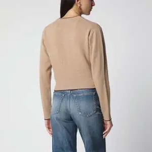 Chloé Light Wool And Cashmere Logo Cardigan - Brown