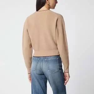 Chloé Light Wool And Cashmere Logo Sweater - Brown