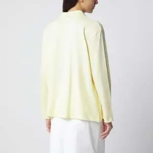 FLORE FLORE Diana Organic Cotton Ribbed Knit Polo Shirt - Yellow