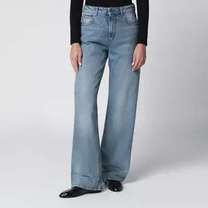 AMI Paris Washed Indigo Denim Wide-leg Jeans - Blue
