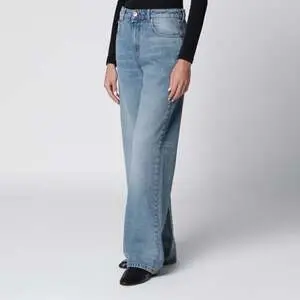 AMI Paris Washed Indigo Denim Wide-leg Jeans