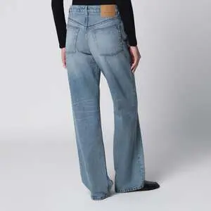 AMI Paris Washed Indigo Denim Wide-leg Jeans