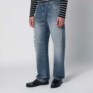 Dolce & Gabbana Washed-effect Jeans With Logo Plaque