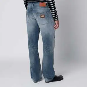 Dolce & Gabbana Washed-effect Jeans With Logo Plaque
