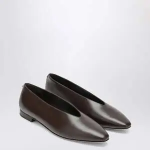 JIMMY CHOO Chocolate Leather Margot Ballet Flats