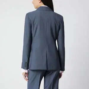 Max Mara Double-breasted Jacket In Denim Wool Canvas