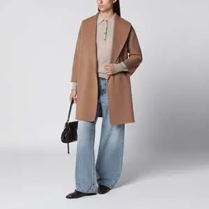 Max Mara Camel Double Wool Wrap Coat - Brown