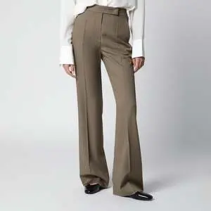 Max Mara Camel Wool Gabardine Trousers - Brown