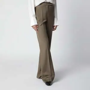 Max Mara Camel Wool Gabardine Trousers - Brown