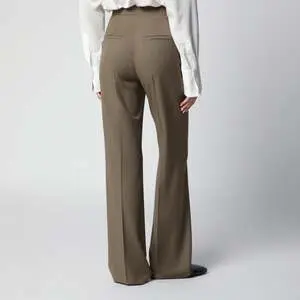 Max Mara Camel Wool Gabardine Trousers - Brown