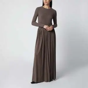 Max Mara Long Pleated Jersey Skirt - Brown