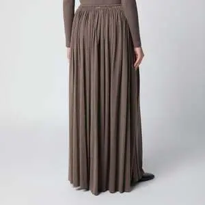 Max Mara Long Pleated Jersey Skirt - Brown