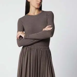 Max Mara Long-sleeve T-shirt In Dark Khaki Jersey