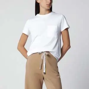 Max Mara Cotton Jersey T-shirt With Embroidered Pocket - White
