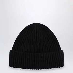 Stone Island Wool Beanie With Compass Patch - Blue
