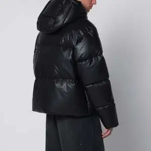 MAISON MARGIELA Hooded Down Jacket In Glossy Leather