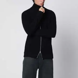 MAISON MARGIELA Zip-up Knit Cardigan In Cotton And Wool - Black