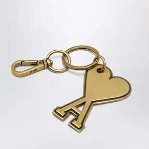 AMI Paris De Coeur Keyring In Vibrated Brass - Metal