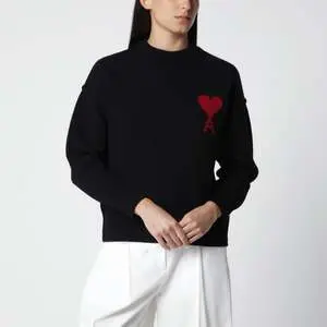 AMI Paris Virgin Wool De Coeur Sweater - Black