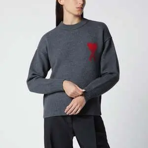 AMI Paris Virgin Wool De Coeur Sweater - Grey