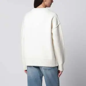 AMI Paris De Coeur Virgin Wool Sweater - White