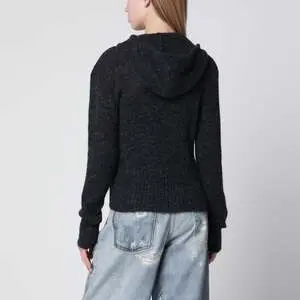 Our Legacy Grey Alpaca-blend Sweatshirt Cardigan - Black