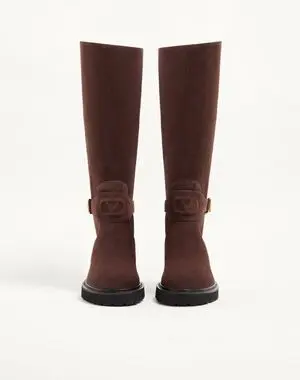 Valentino Garavani Vlogo Signature Split Leather Boots - Ebony