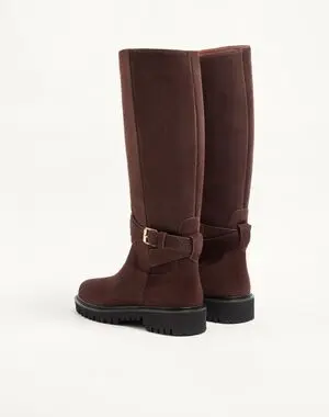 Valentino Garavani Vlogo Signature Split Leather Boots - Ebony