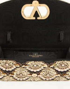Valentino Garavani Small Embroidered Clutch With Vlogo Signature