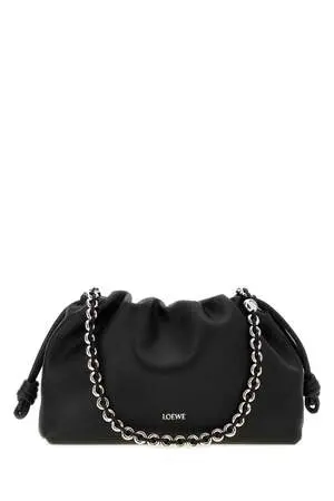 Loewe Leather Medium Flamenco Purse Clutch - Black