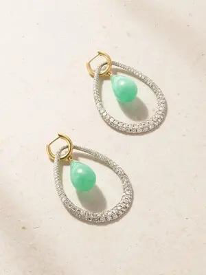 Irene Neuwirth 18-karat White And Yellow Gold, Diamond And Chrysoprase Drop Earrings - Green