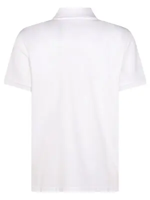 Moncler Pique Cotton Polo Shirt With Logo Patch - White
