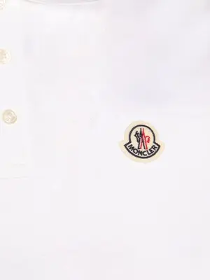 Moncler Pique Cotton Polo Shirt With Logo Patch - White