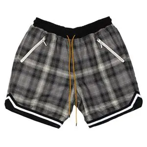 Rhude Basketball Plaid Shorts - Grey